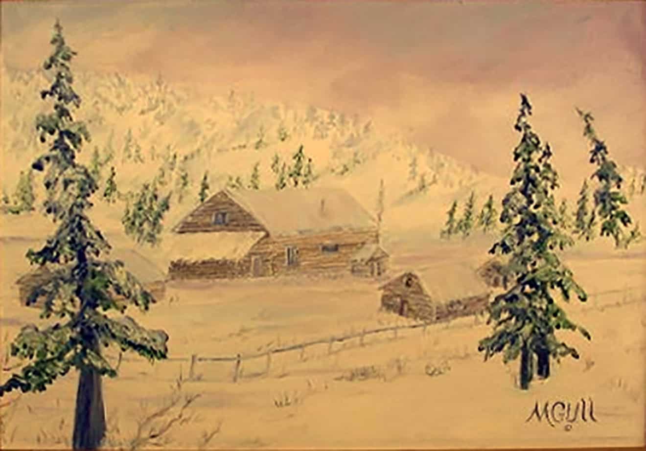 Marge Gull painting of Gordon's Roadhouse - Sketches of Alaska